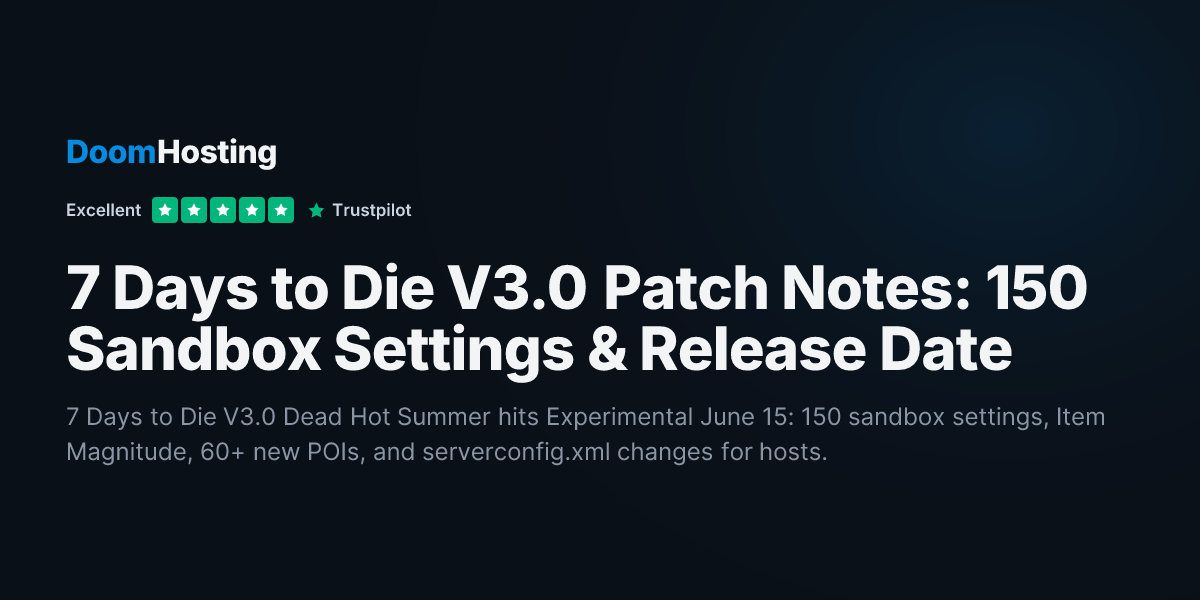 7 Days to Die V3.0 Patch Notes: 150 Sandbox Settings & Release Date ...